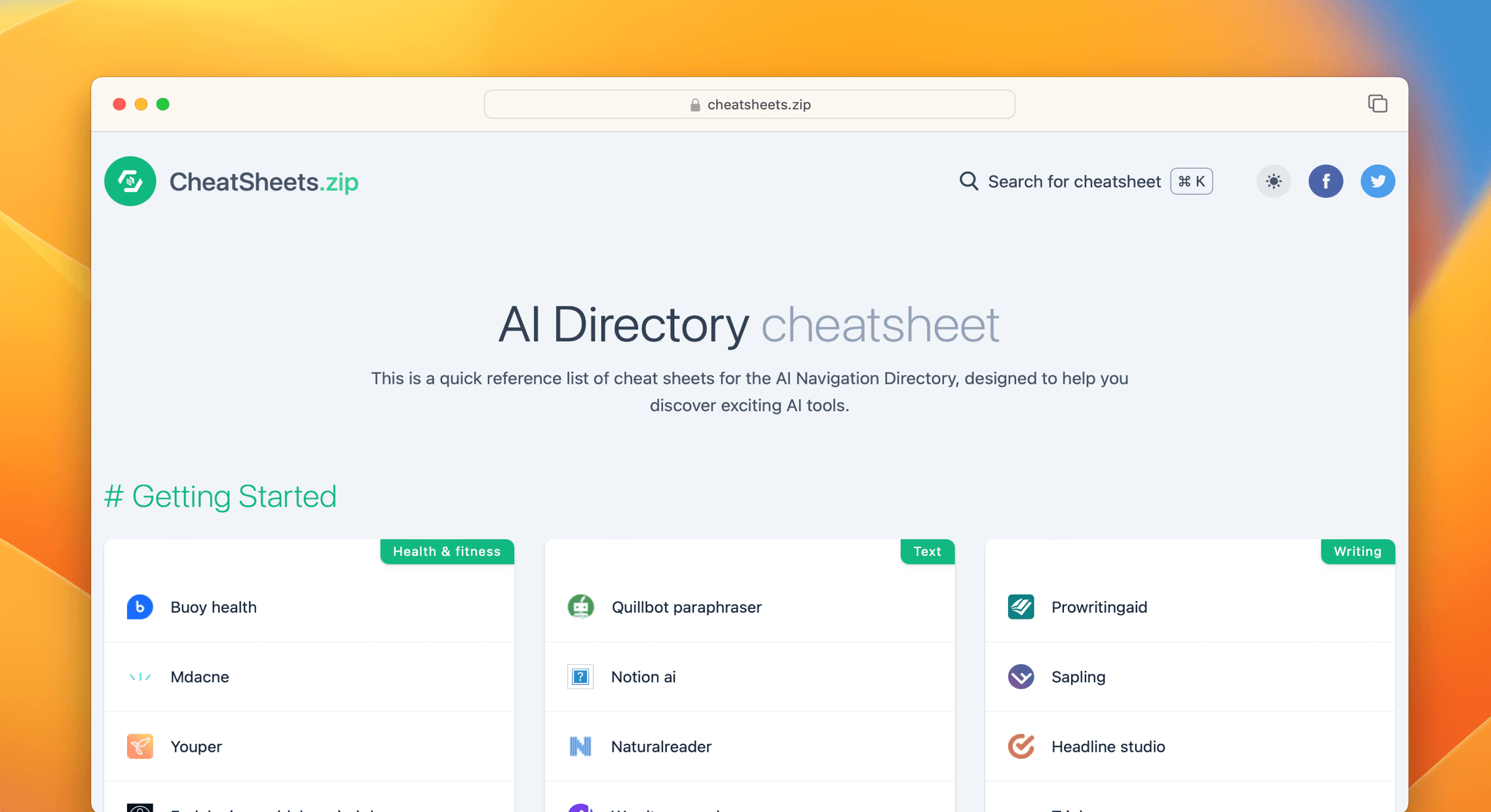 AI Directory Cheat Sheet & Quick Reference