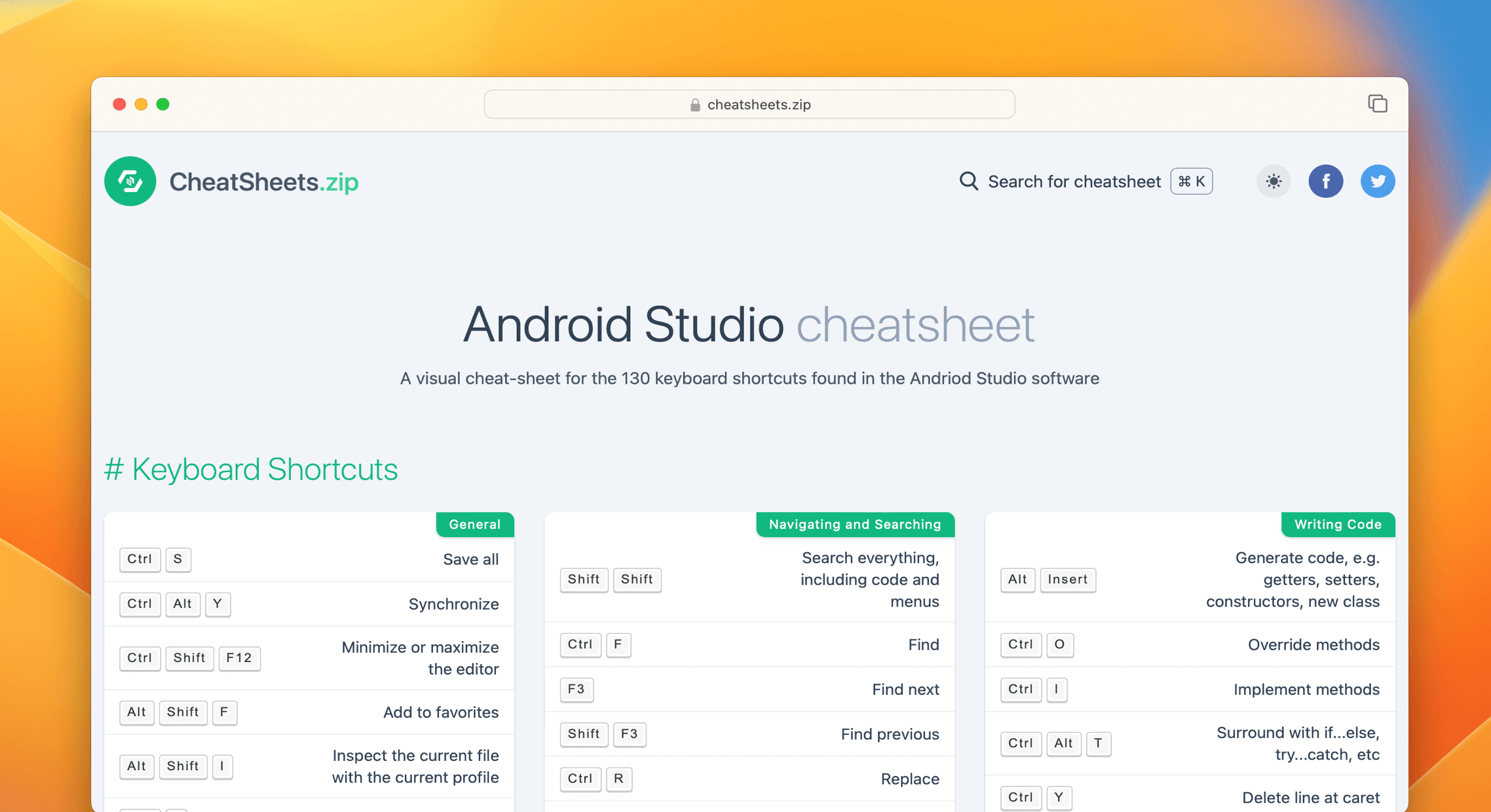 Android Studio Cheat Sheet & Quick Reference