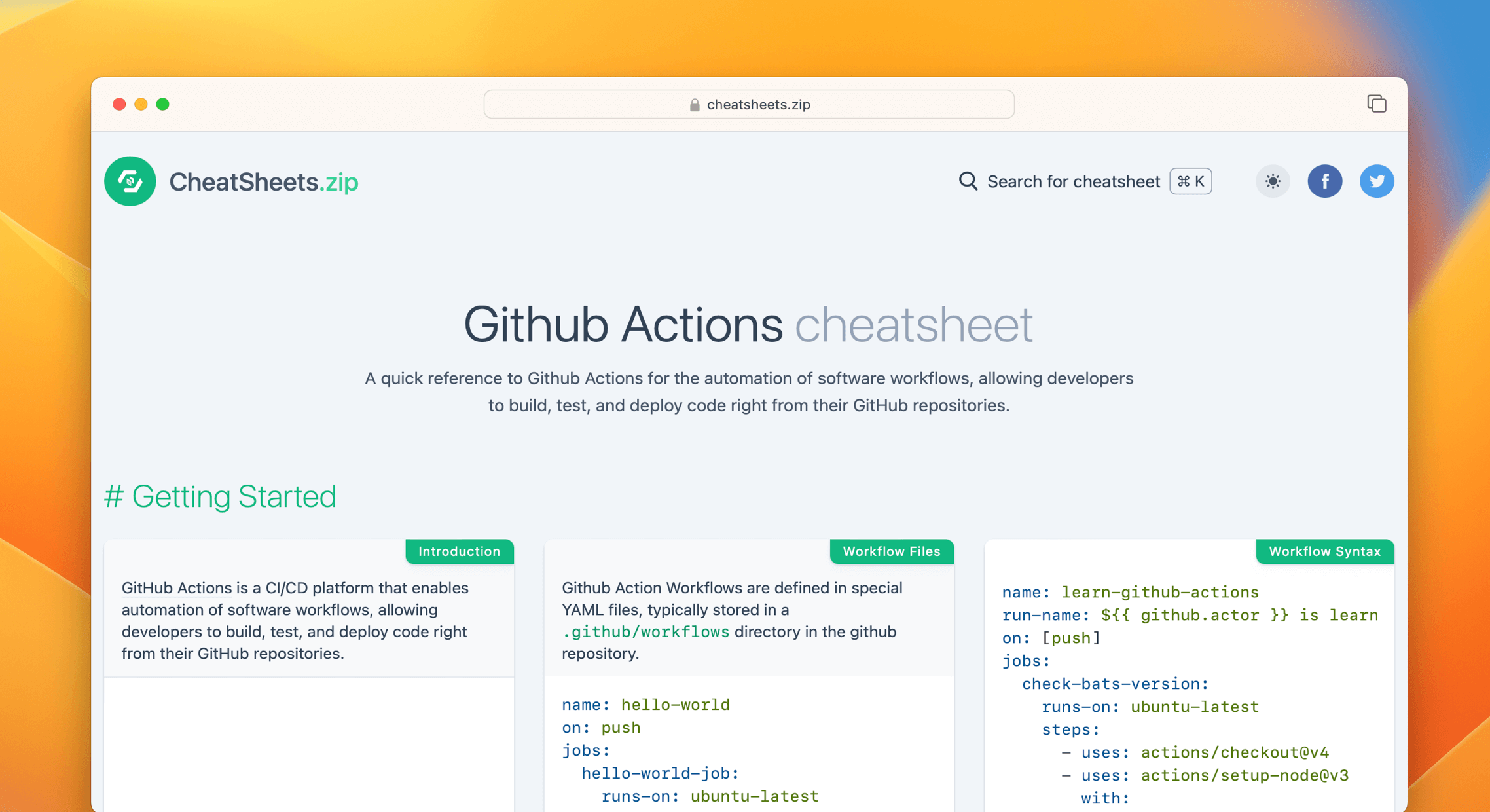 Github Actions Cheat Sheet And Quick Reference
