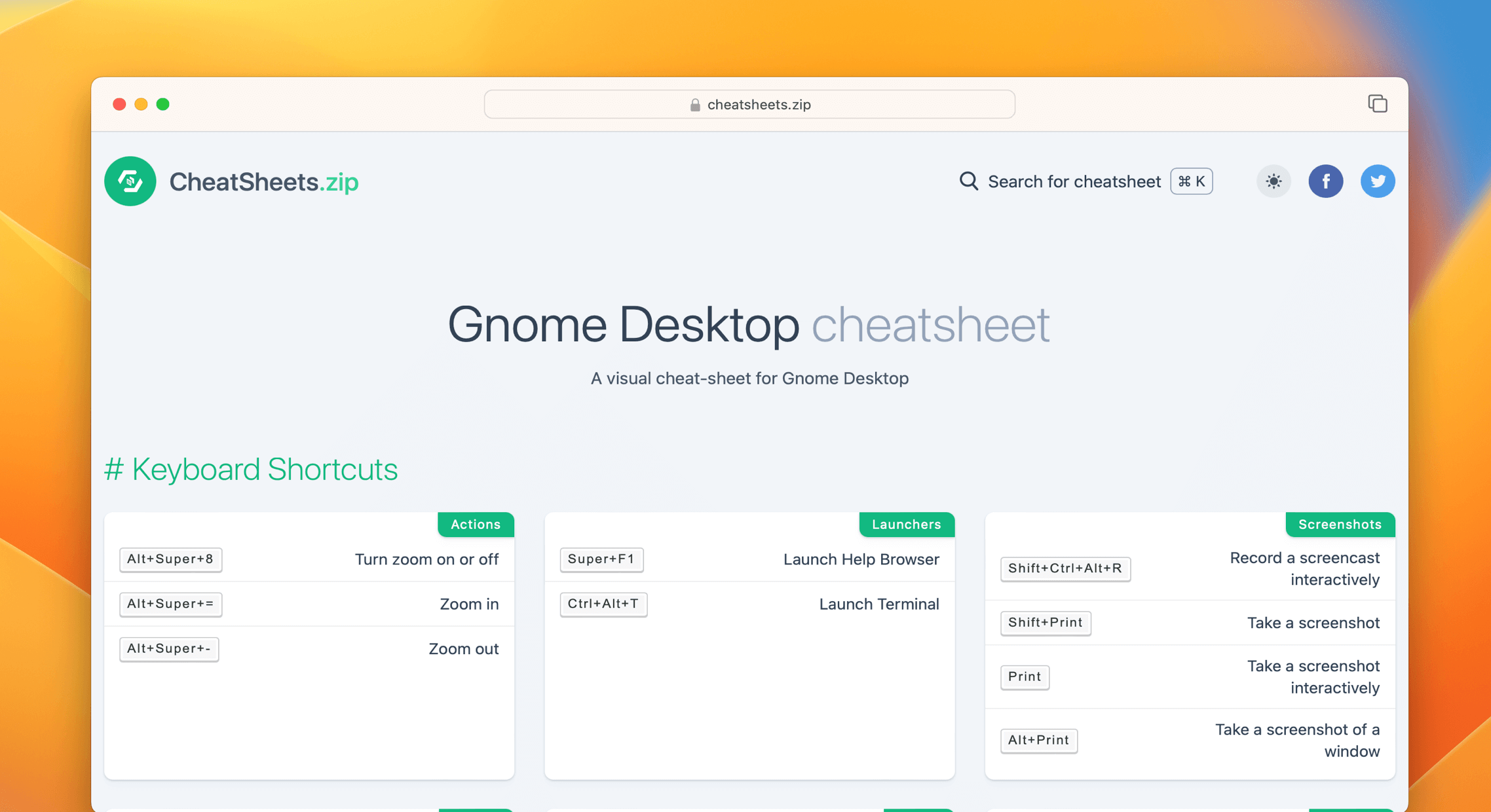 Gnome Desktop Cheat Sheet & Quick Reference