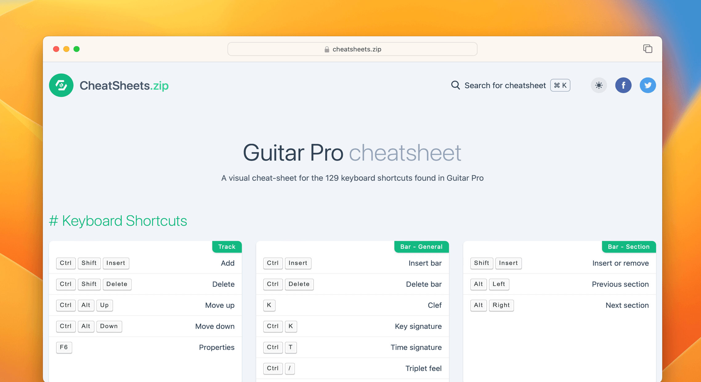 Guitar Pro Cheat Sheet & Quick Reference