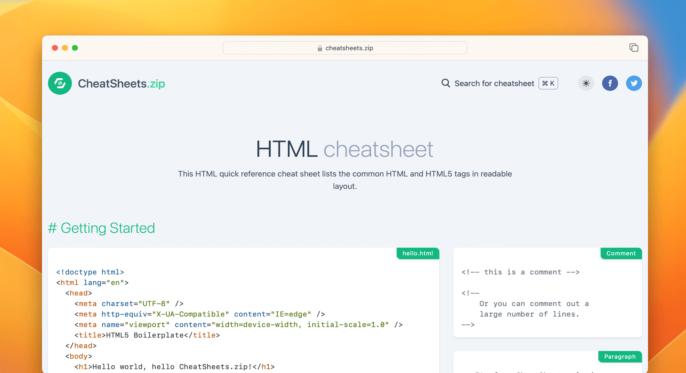 Html Cheat Sheet & Quick Reference