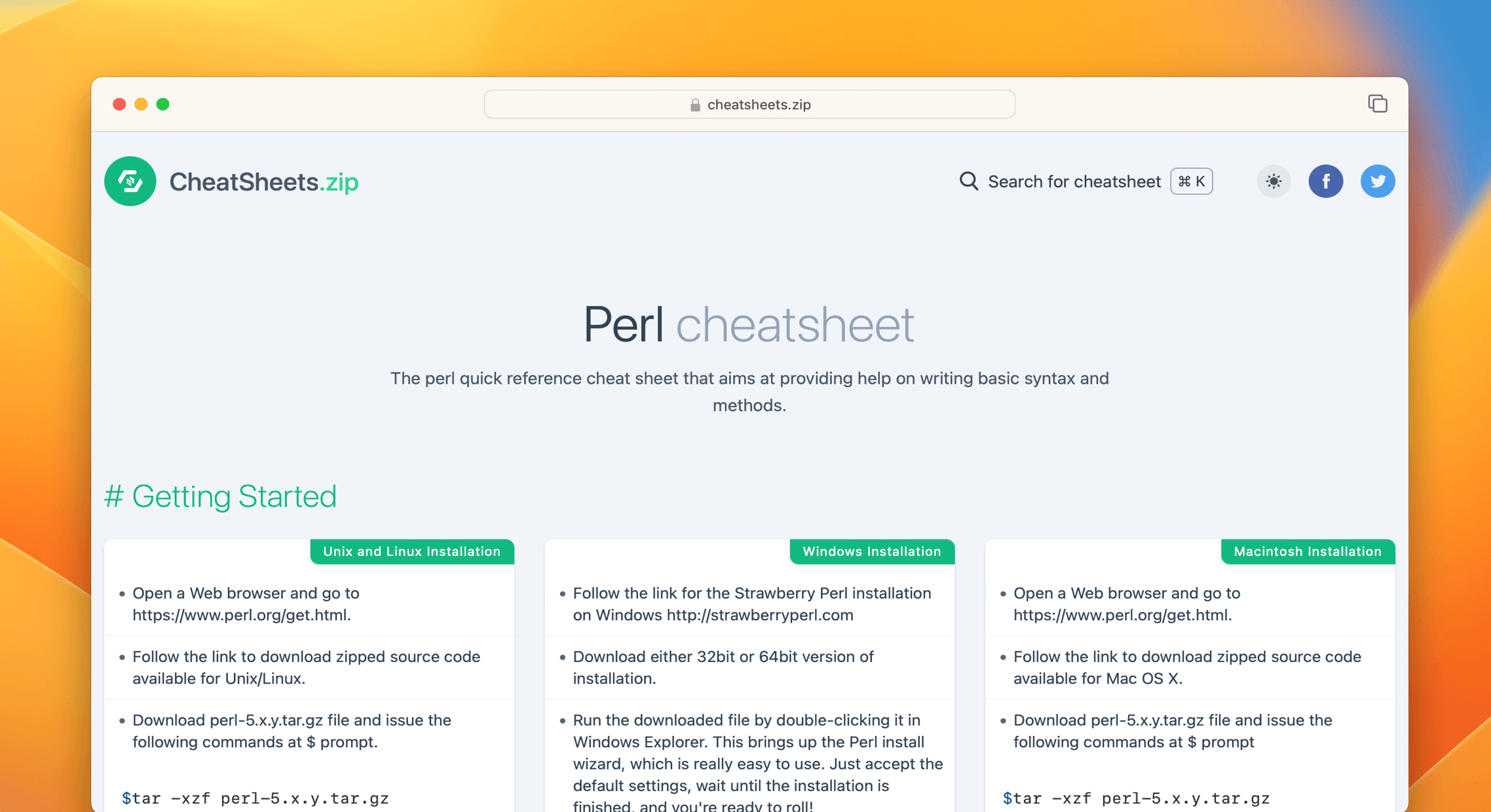 Perl Cheat Sheet & Quick Reference