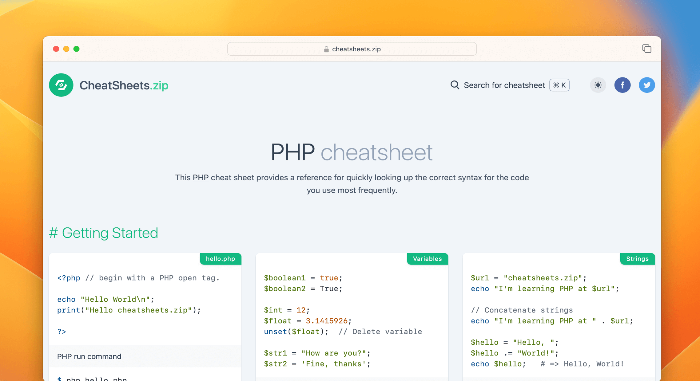 Php Cheat Sheet And Quick Reference