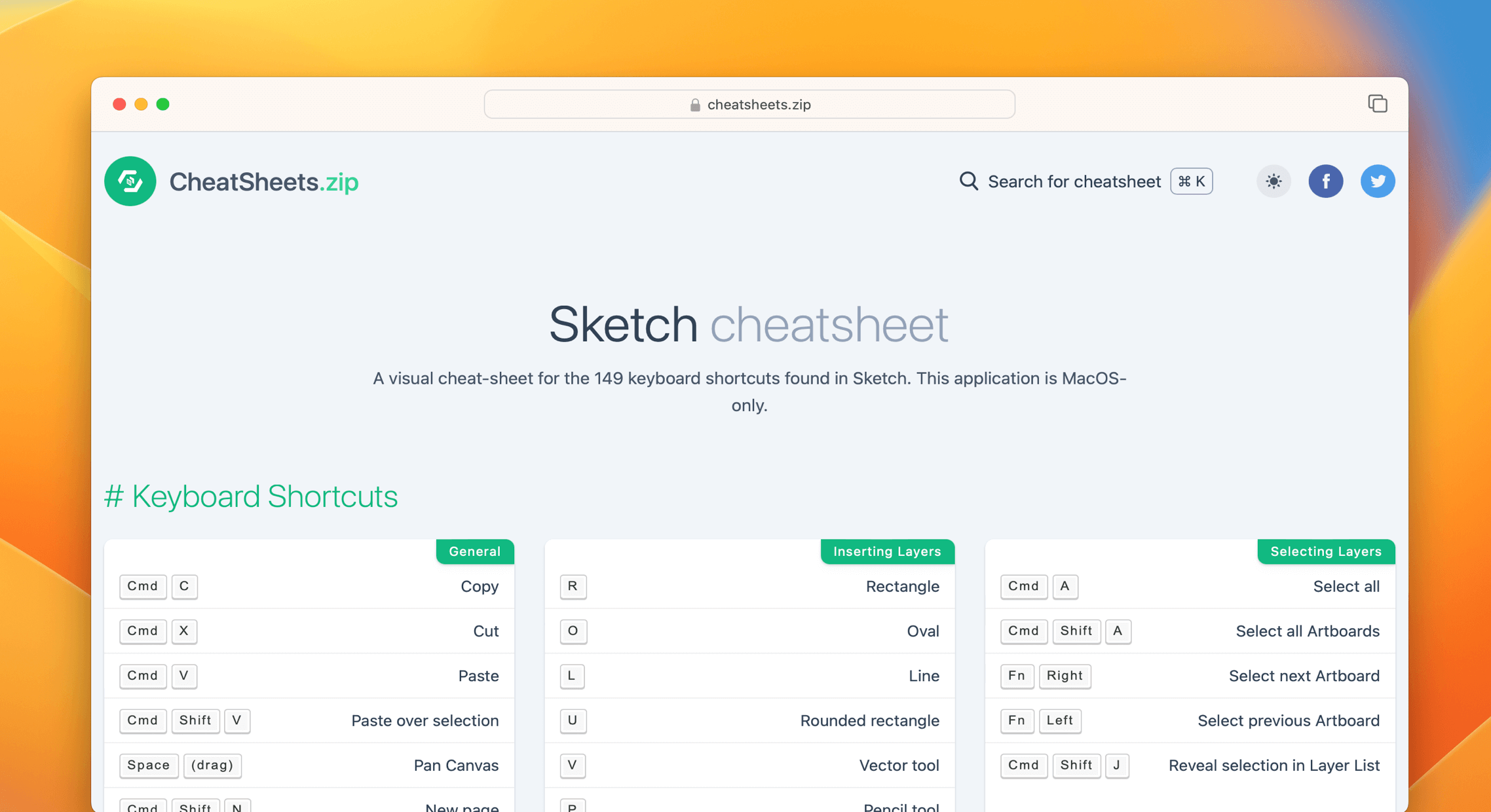 Sketch Cheat Sheet & Quick Reference