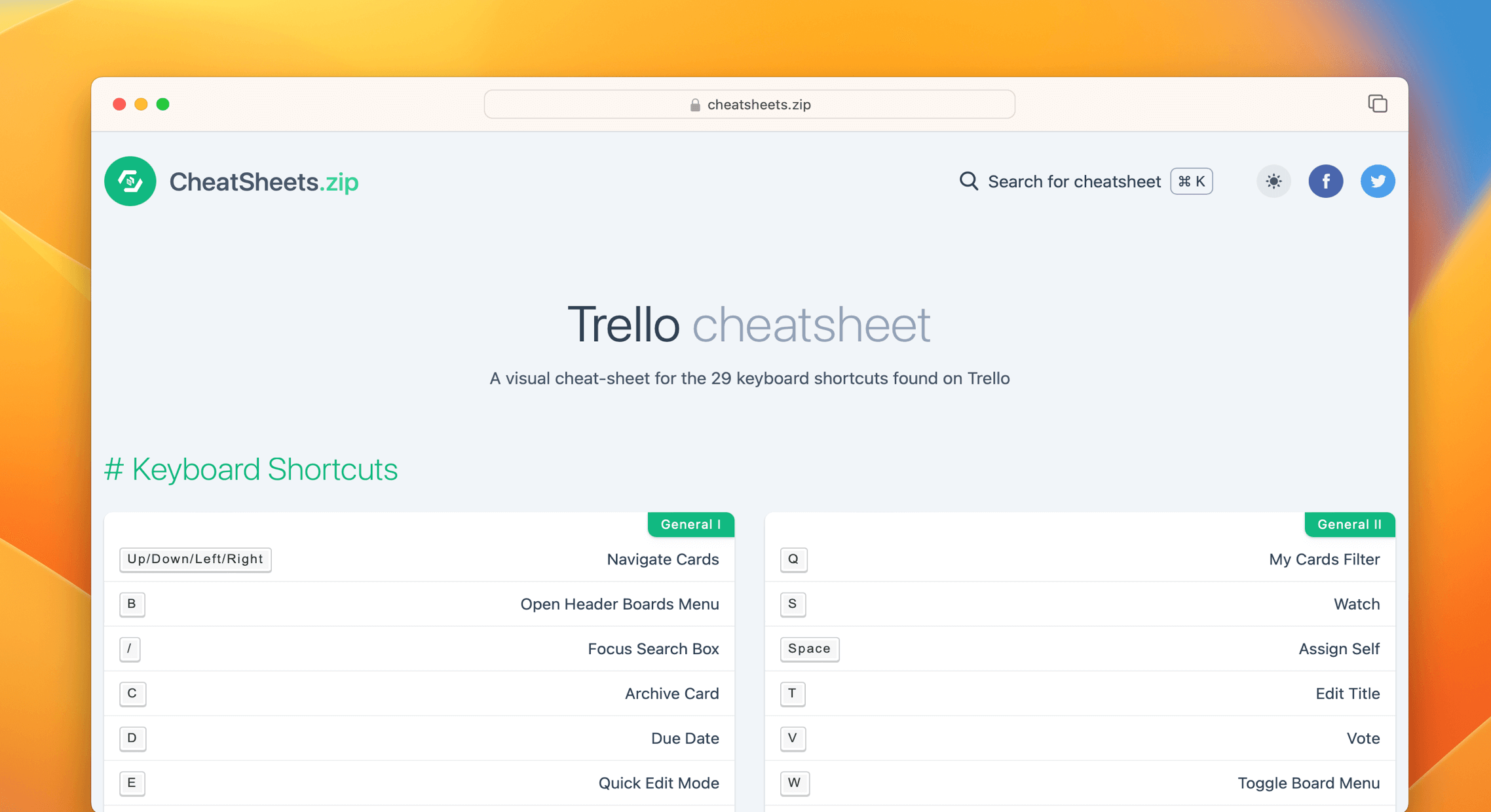 Trello Cheat Sheet & Quick Reference