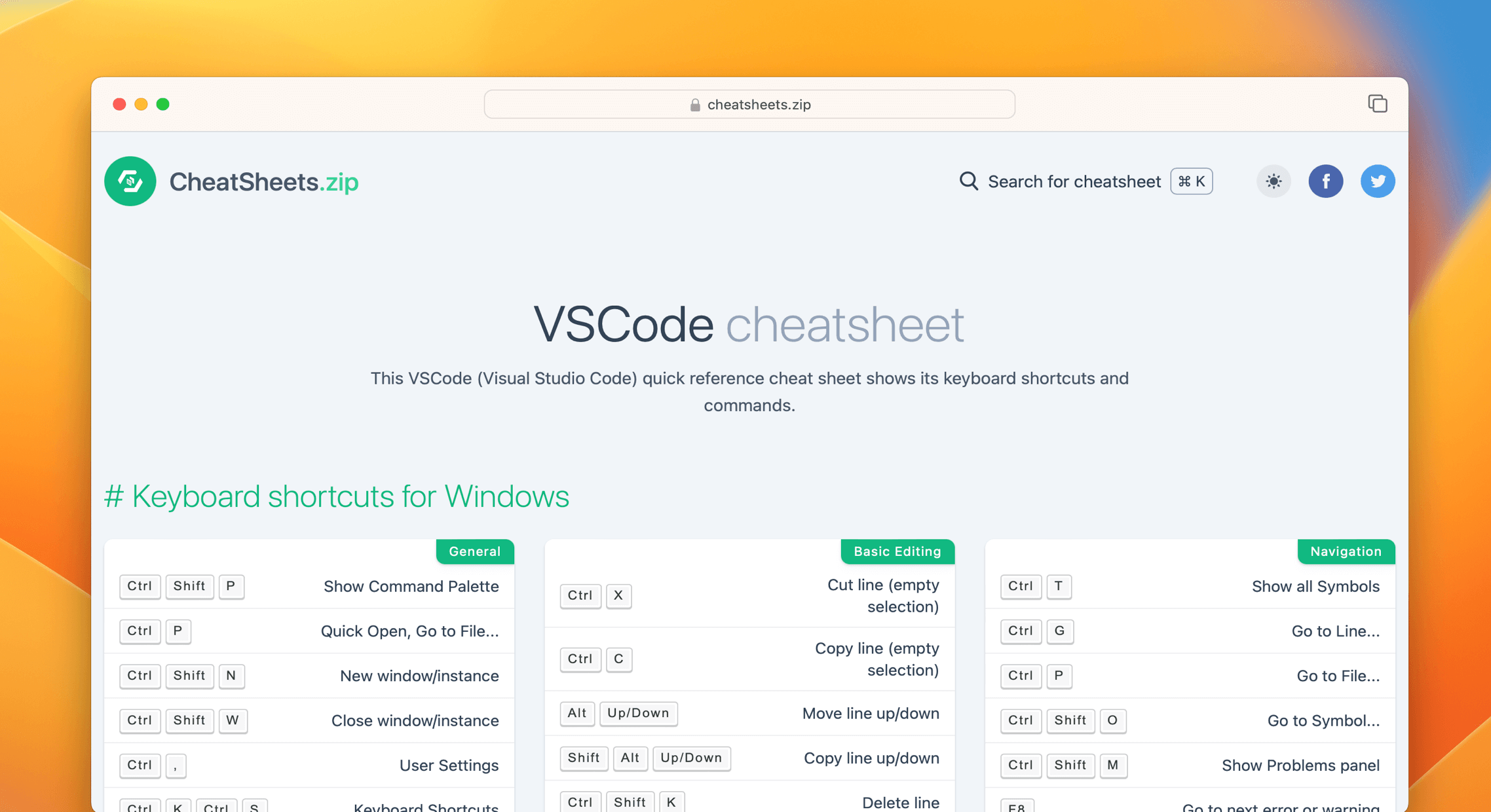 VSCode Cheat Sheet & Quick Reference