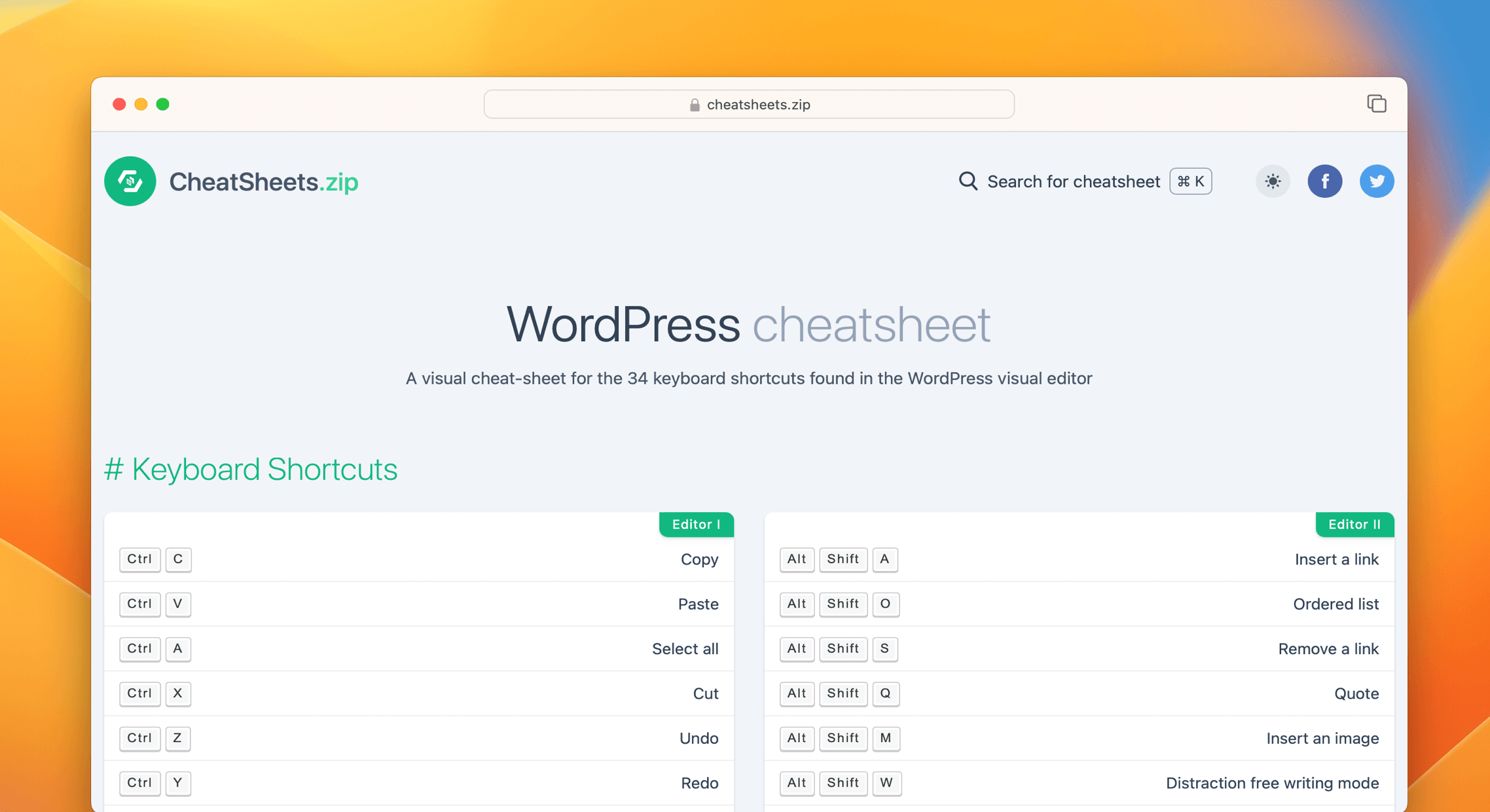 WordPress Cheat Sheet & Quick Reference